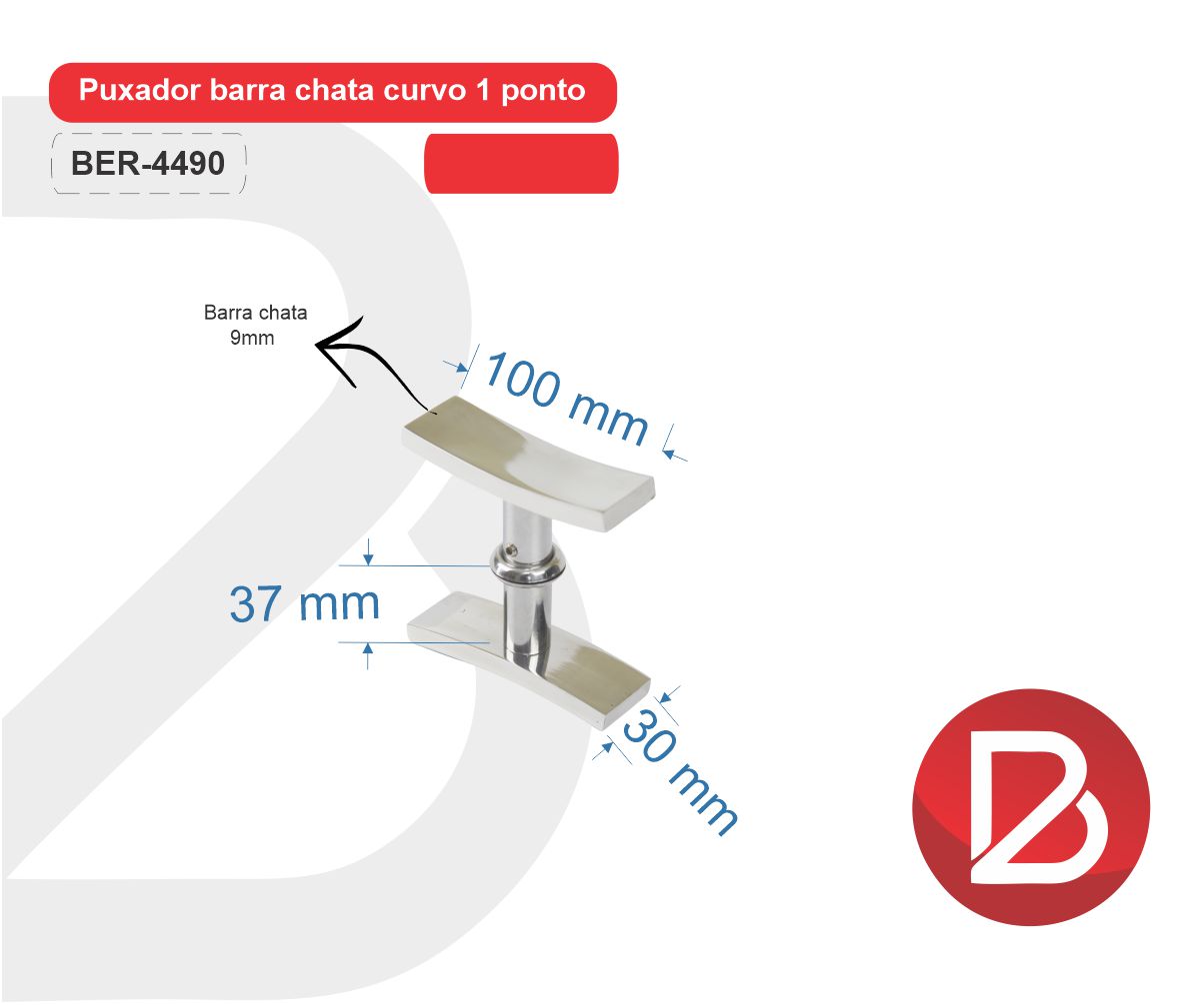 PUXADOR BARRA CHATA CURVO 1 BASE – POLIDO – Bernardi Alumínios